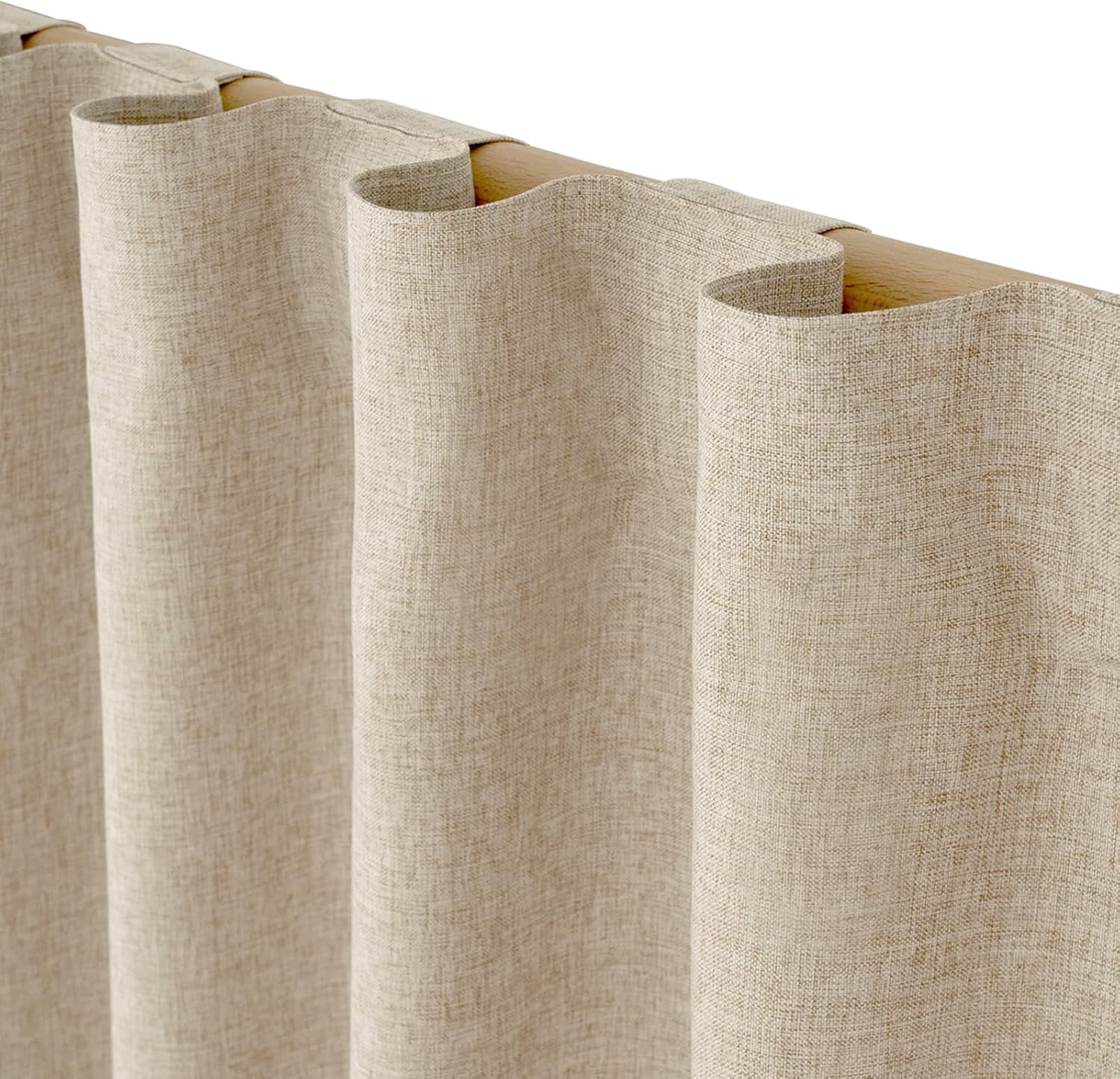 CYUIBIPO 100% Blackout Natural Curtains 63 Inches Textured Thermal ...
