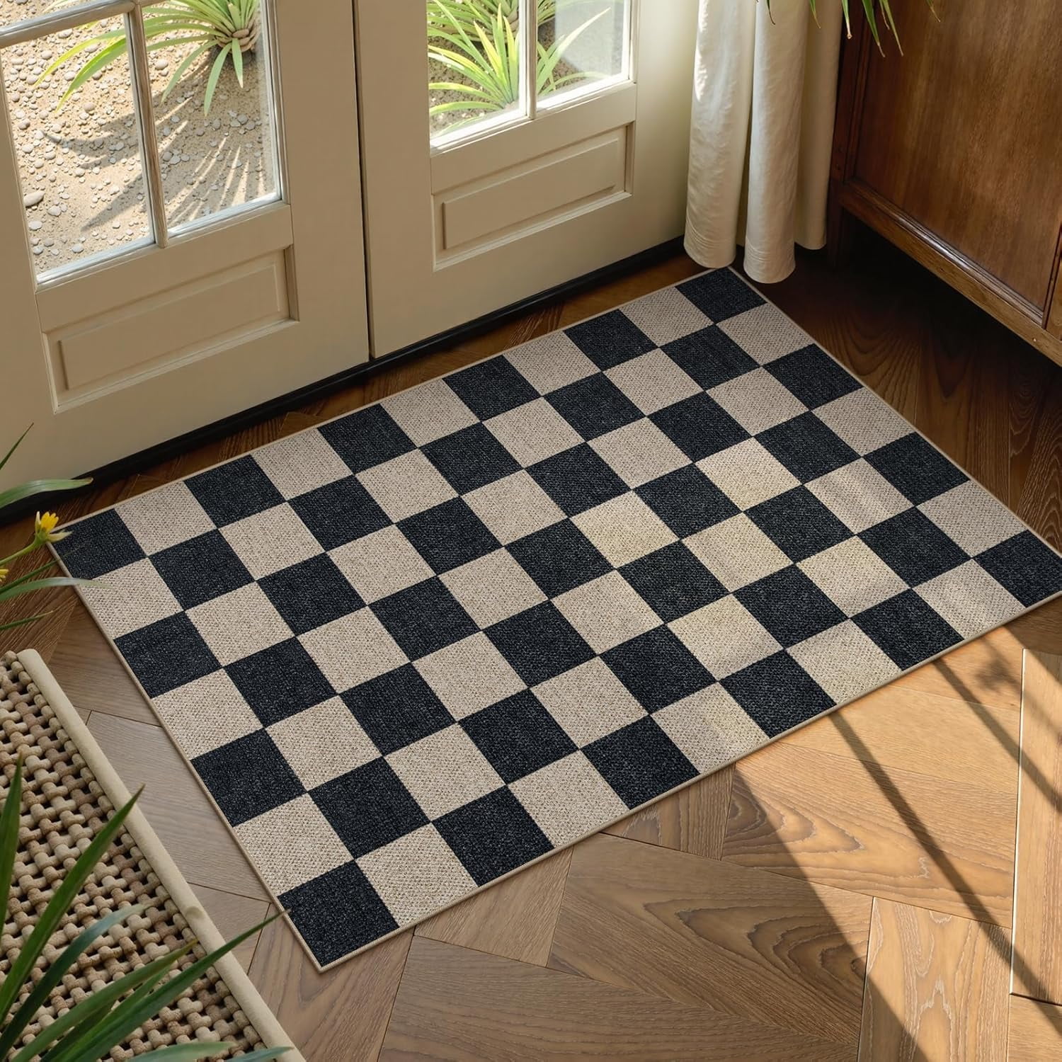 CYUIBIPO Checkered Easy Jute Carpet 3x5 Outdoor Rug Washable for ...