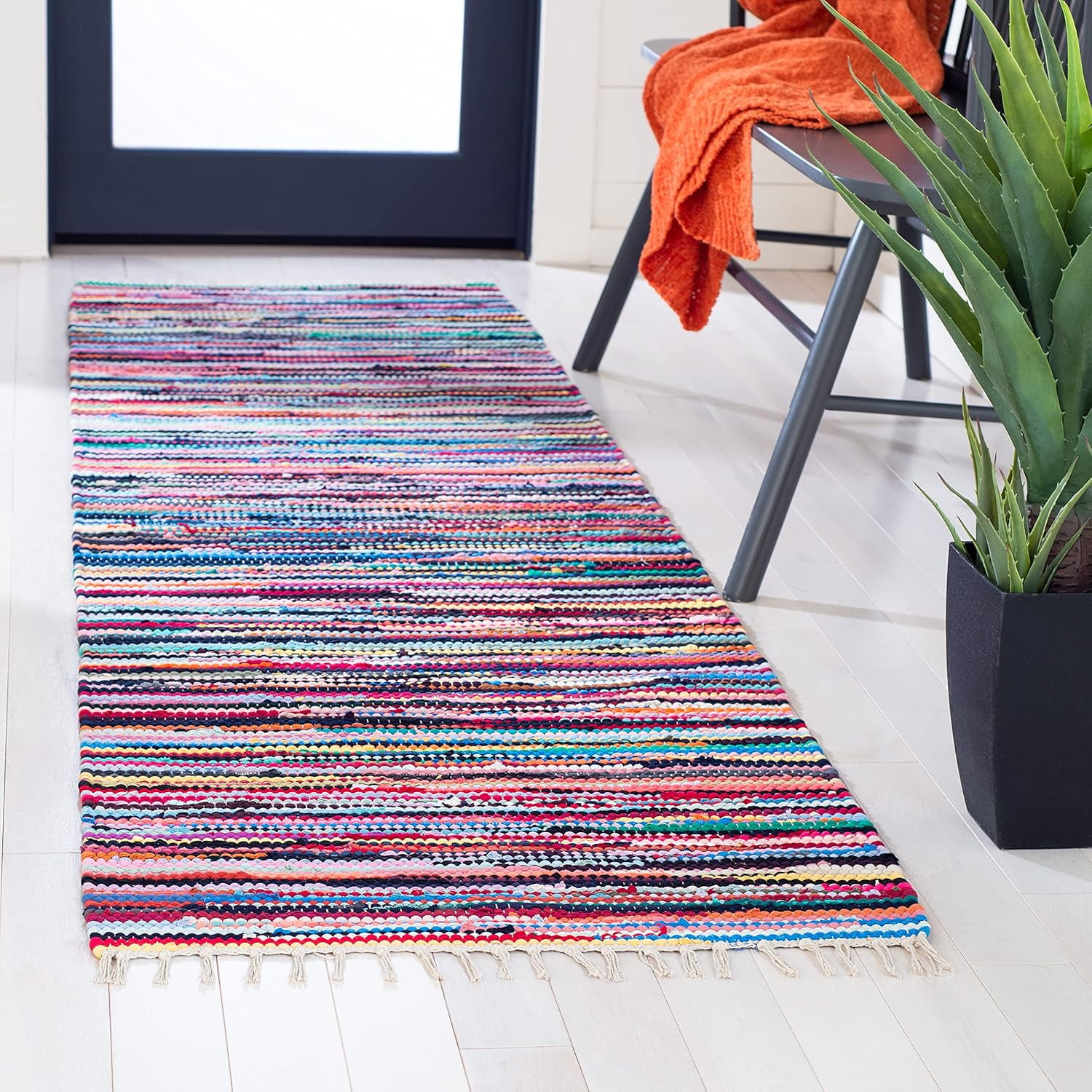 CYUIBIPO Rag Rug Collection Area Rug - 6' x 9' Blue & Multi Handmade ...