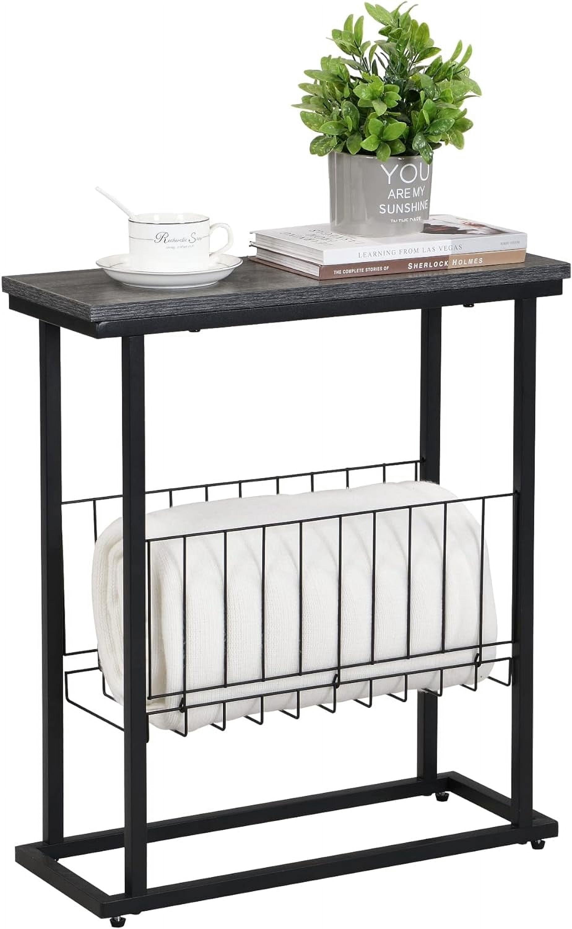 CYUIBIPO Slim Side Table for Small Spaces Thin End Table with Magazine ...