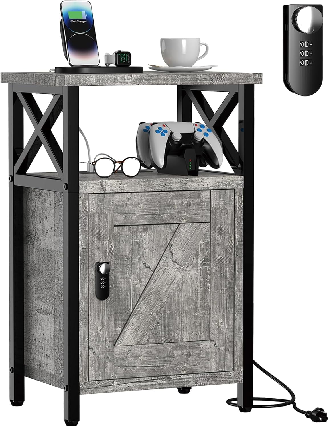 CYUIBIPO Wooden Nightstand with Lock Bed Side Table with Drawers ...