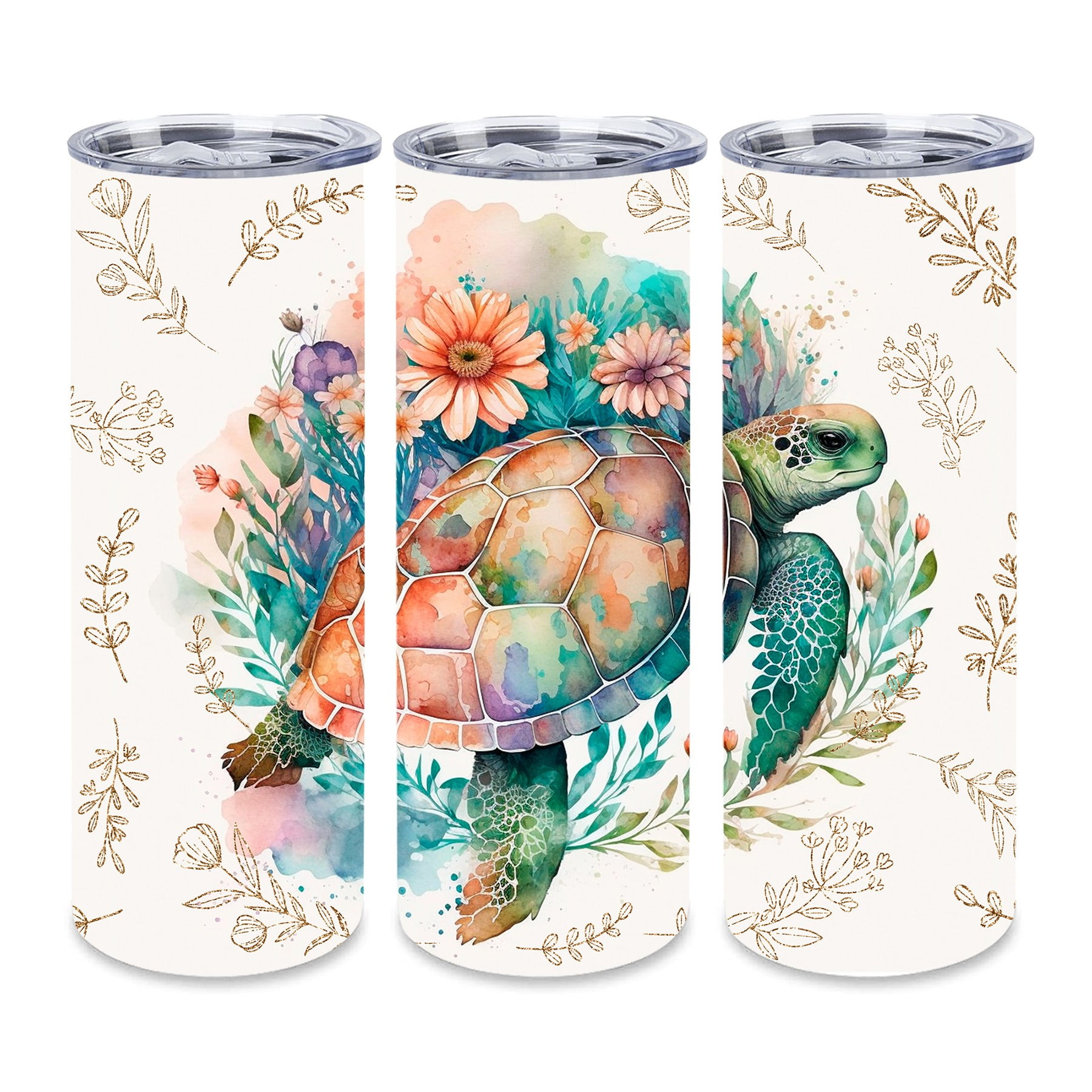 CYYFXKA Sea Turtle Skinny Tumbler 20 oz, Stainless Steel Vacuum ...