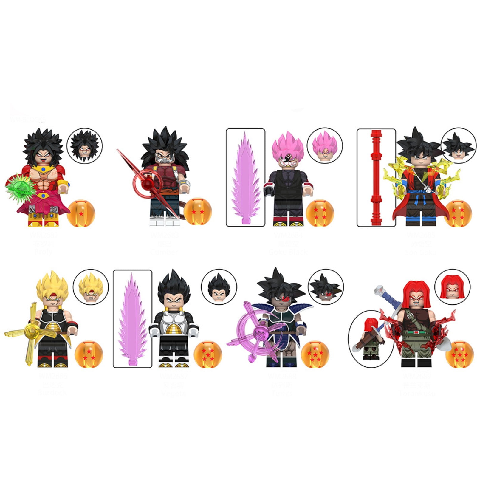 CYZToys 16Pcs Dragon Ball Minifigures Building Blocks, 1.77-Inch Dragon ...