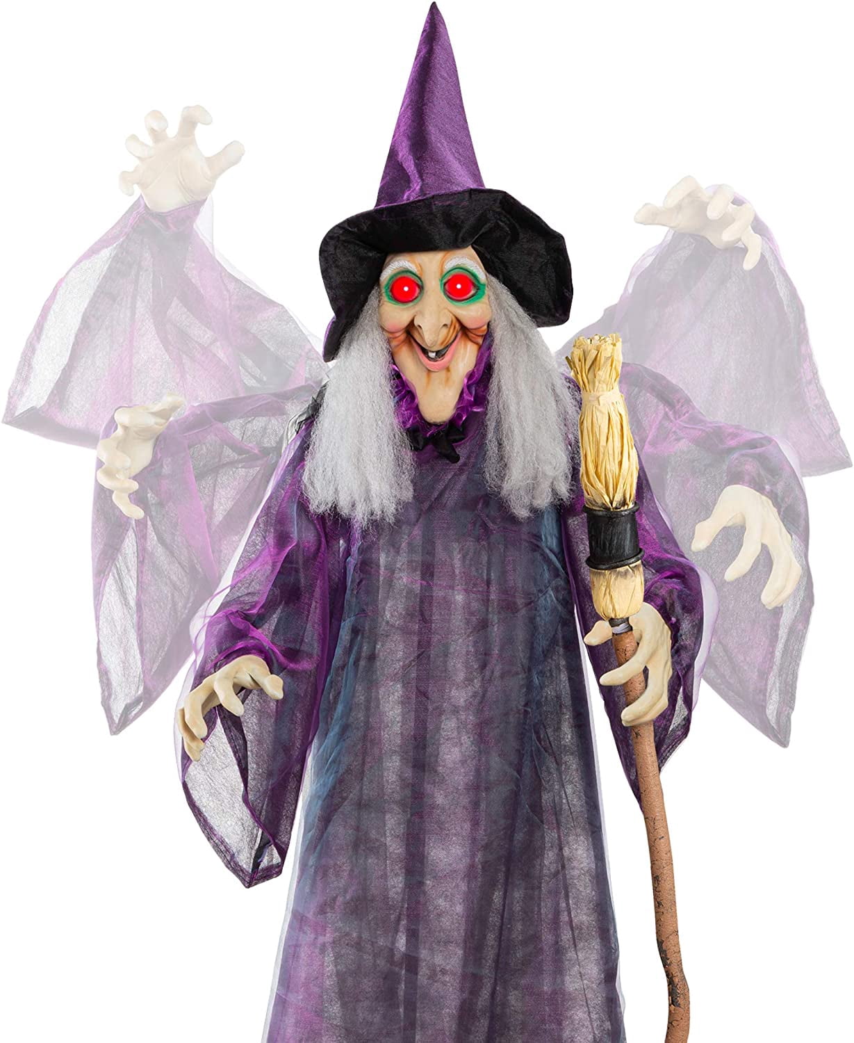CYZToys "5ft Halloween Animatronic Witch Decor - 'Wicked Wanda' Life ...