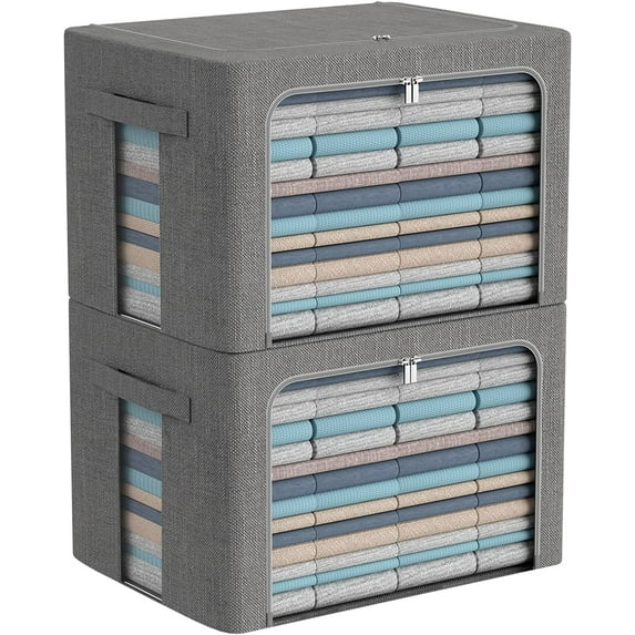 CYhom Clothes Storage Bins Box - Linen Fabric Foldable Stackable ...