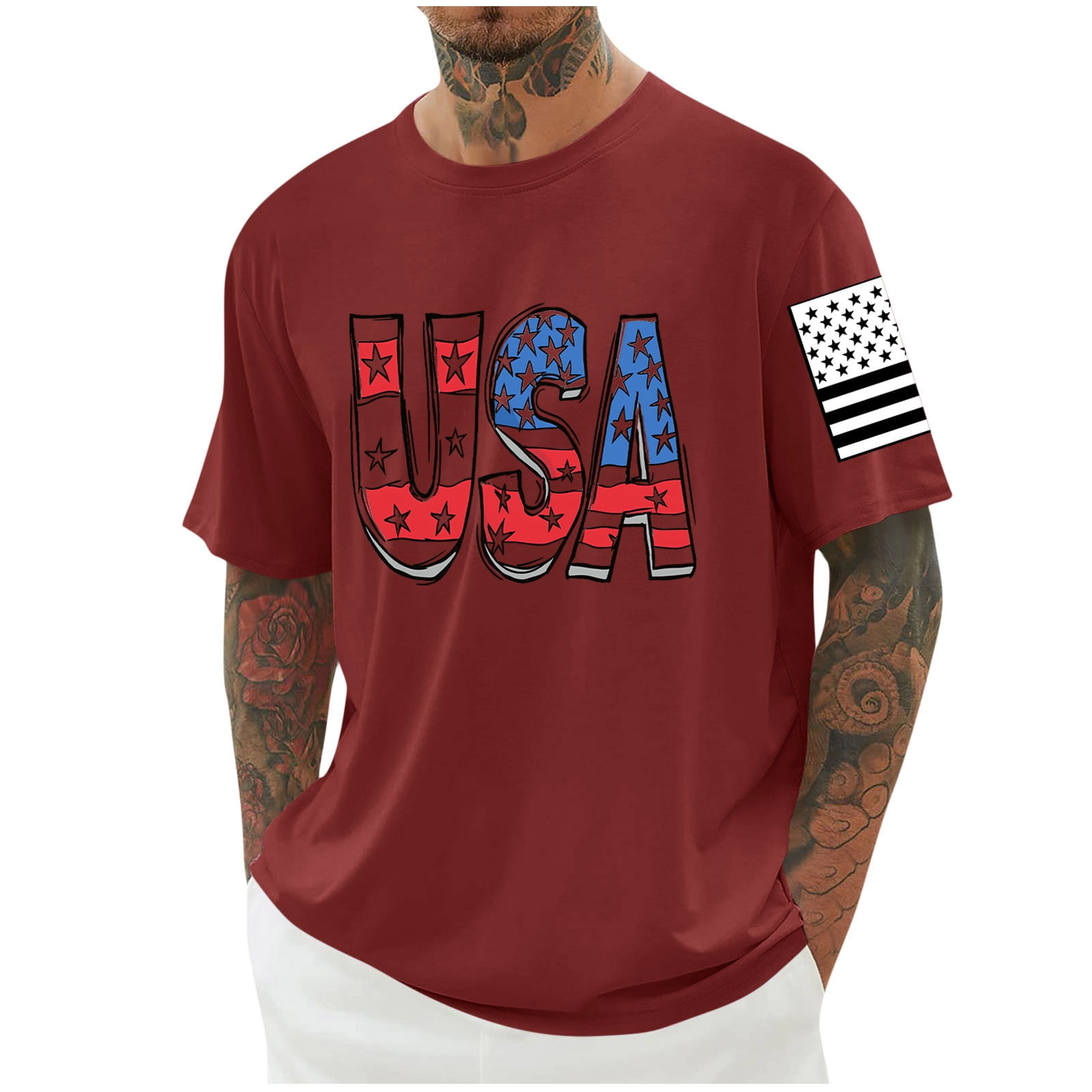 CYiJun American Flag Shirts for Men USA Patriotic Graphic T shirts 4th ...