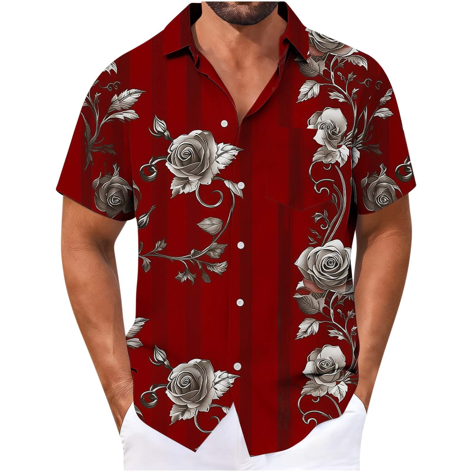 CYiJun Button Down Shirts for Men Beach Summer Wedding Hawaiian Short ...