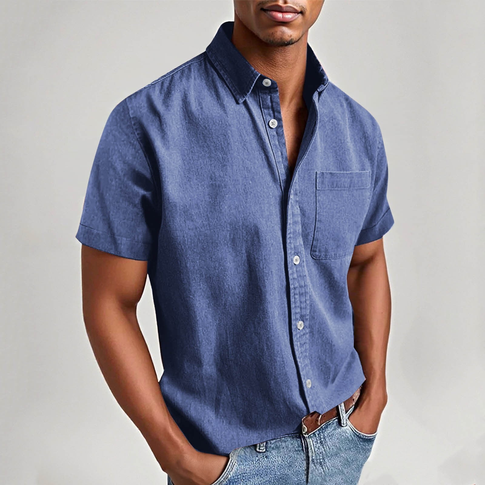 CYiJun Button Down Shirts for Men Casual Lightweight Short Sleeve Work ...