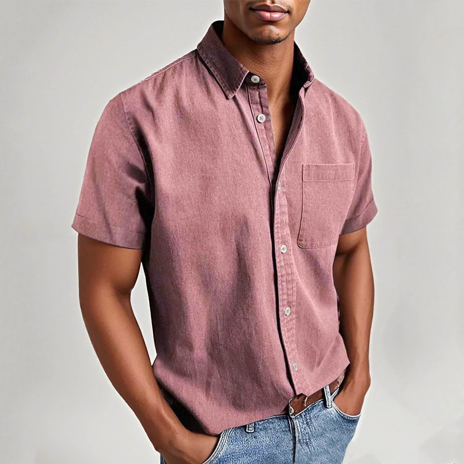 CYiJun Button Down Shirts for Men Casual Lightweight Short Sleeve Work ...