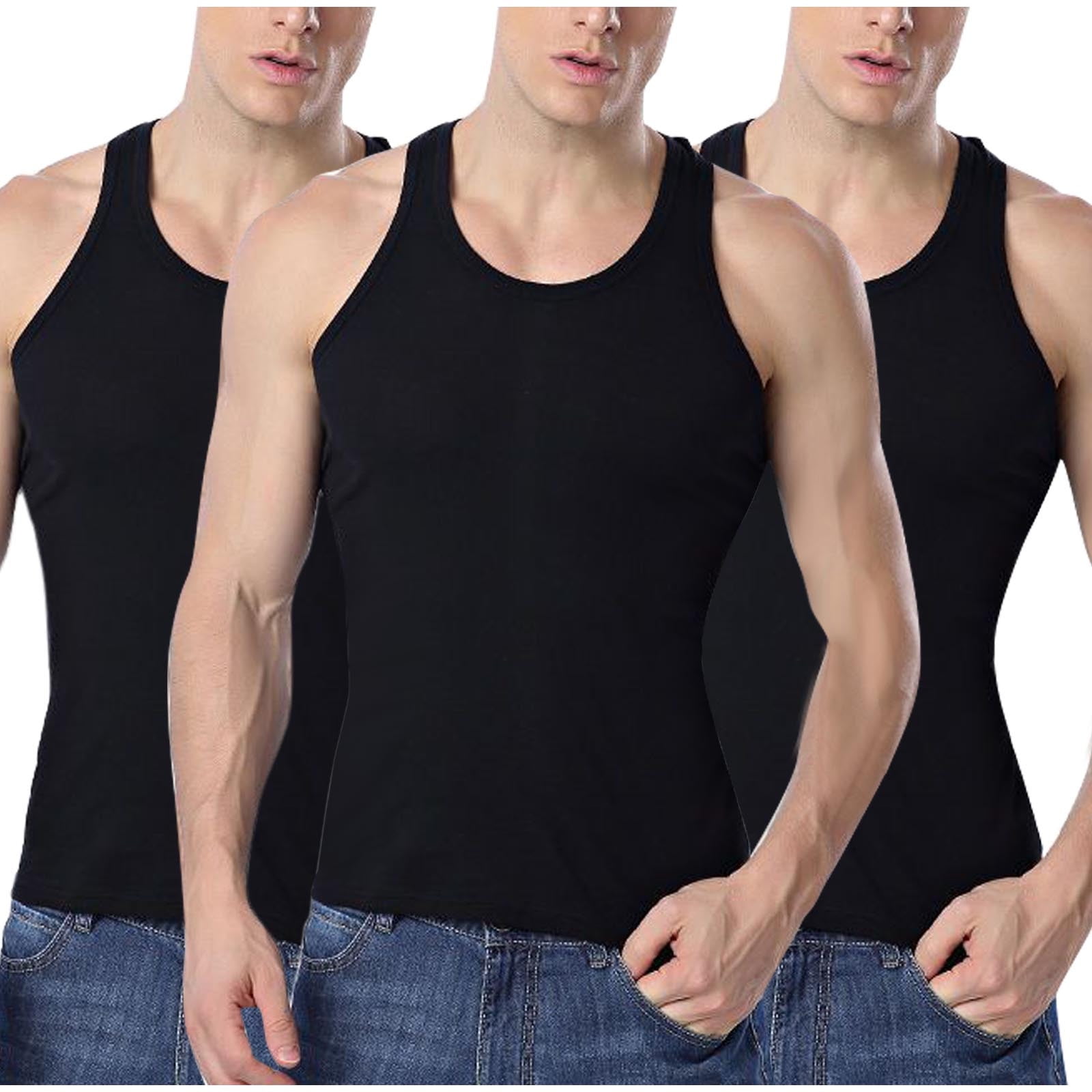CYiJun George Men's 3 Pack Ribbed Tank Tops Cotton Performance Casual ...