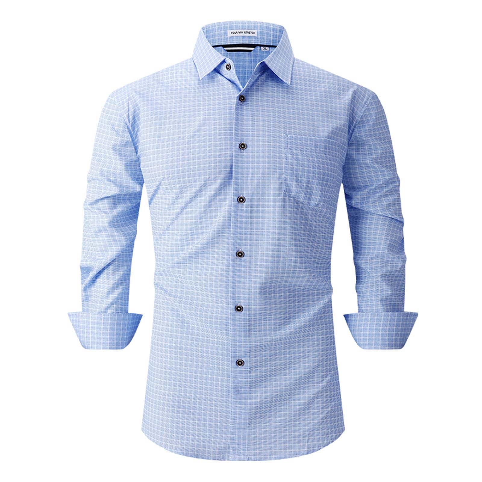 CYiJun George Men's Dress Shirt Regular Fit Stretch Stain Shield Long ...