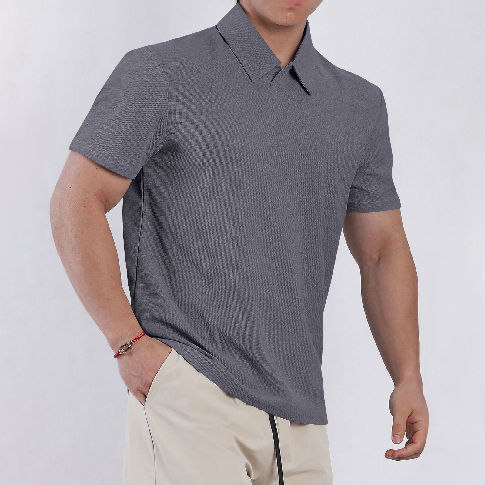 CYiJun George Men's Solid Color Polo Shirt,Slim Fit Moisture-Wicking ...