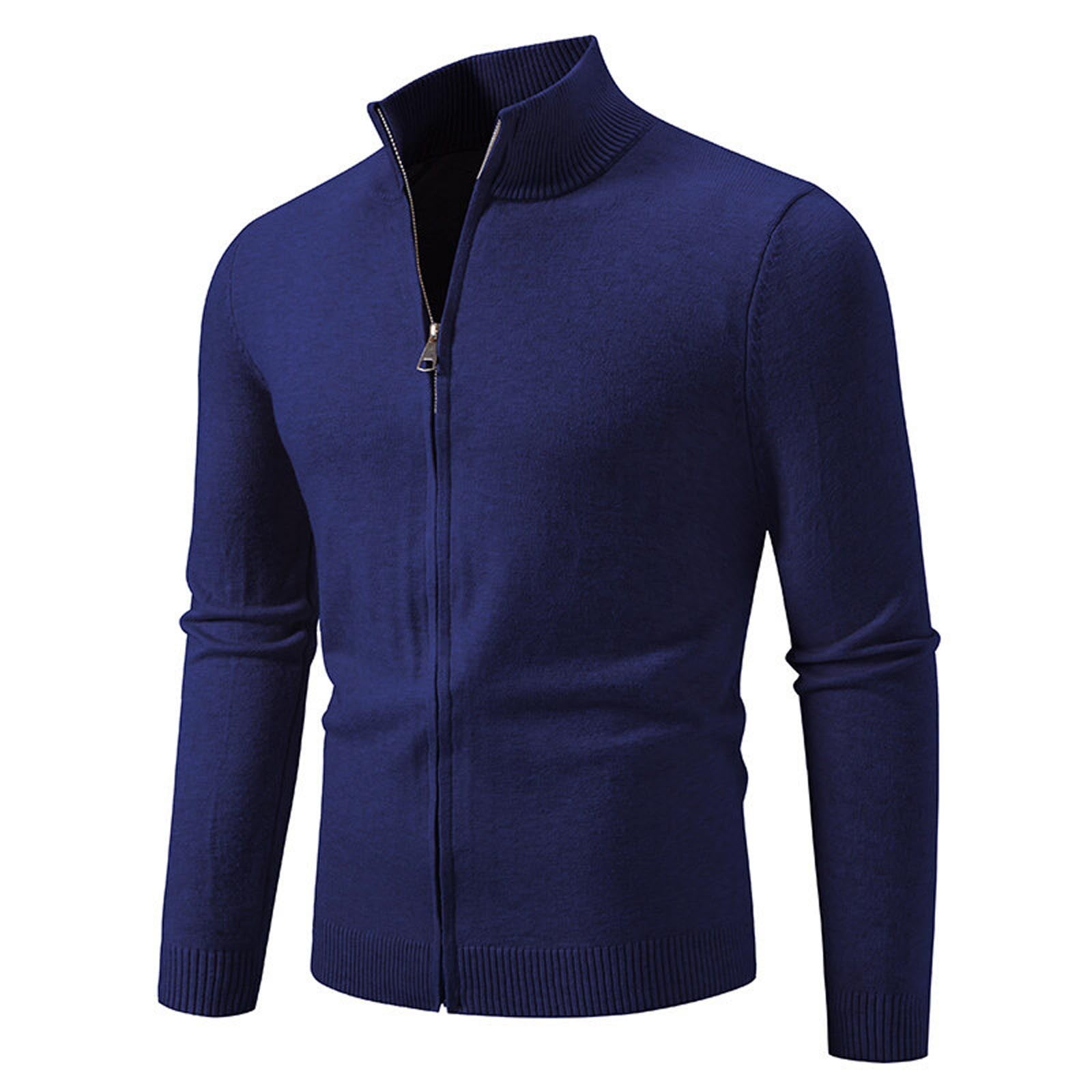 CYiJun George Zip Up Cardigan Sweaters for Men Casual Mock Neck Ribbed ...