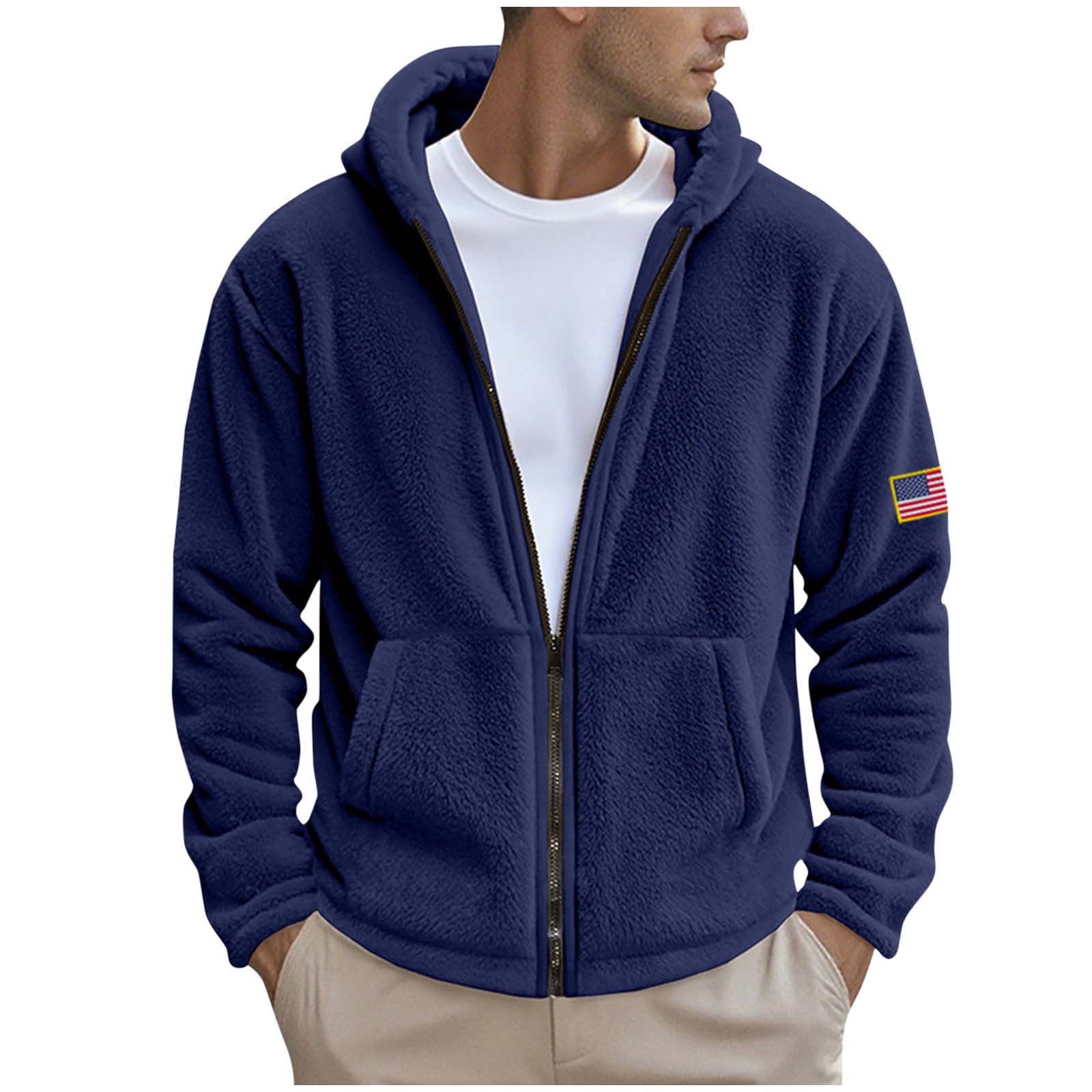 CYiJun Men's Fleece Jacket Sherpa Lined Zip Up Hooded Jacket with ...
