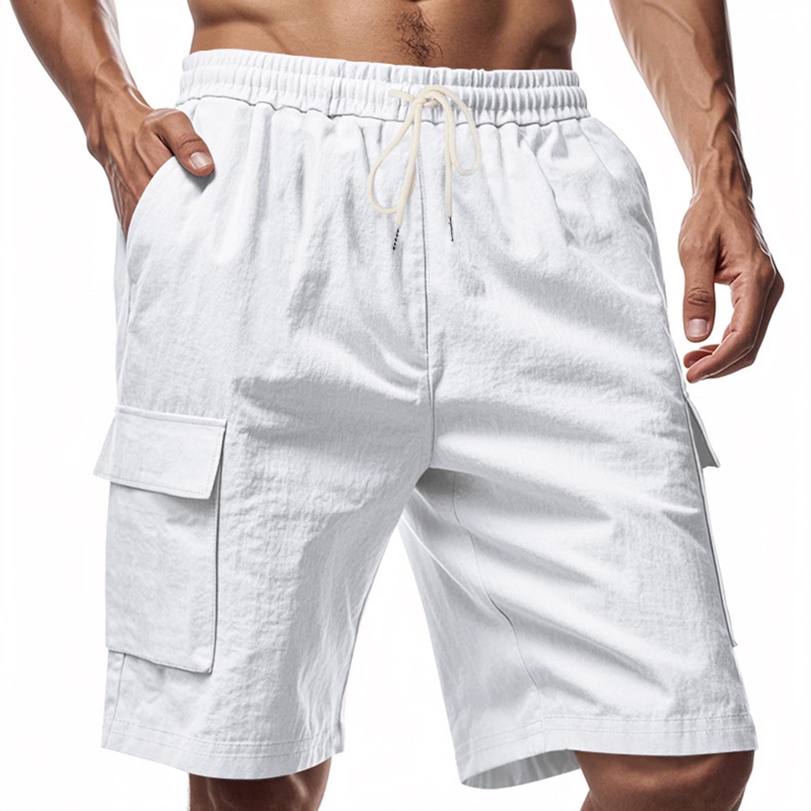 CYiJun Men's Linen Cargo Shorts Summer Lightweight Vacation Beach ...