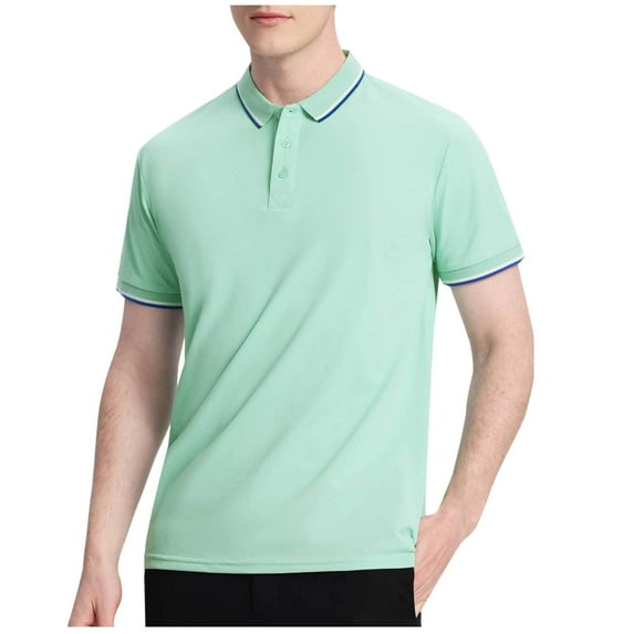 CYiJun Men's Polo Shirts Short Sleeve Cotton Pique 3 Buttons Golf ...