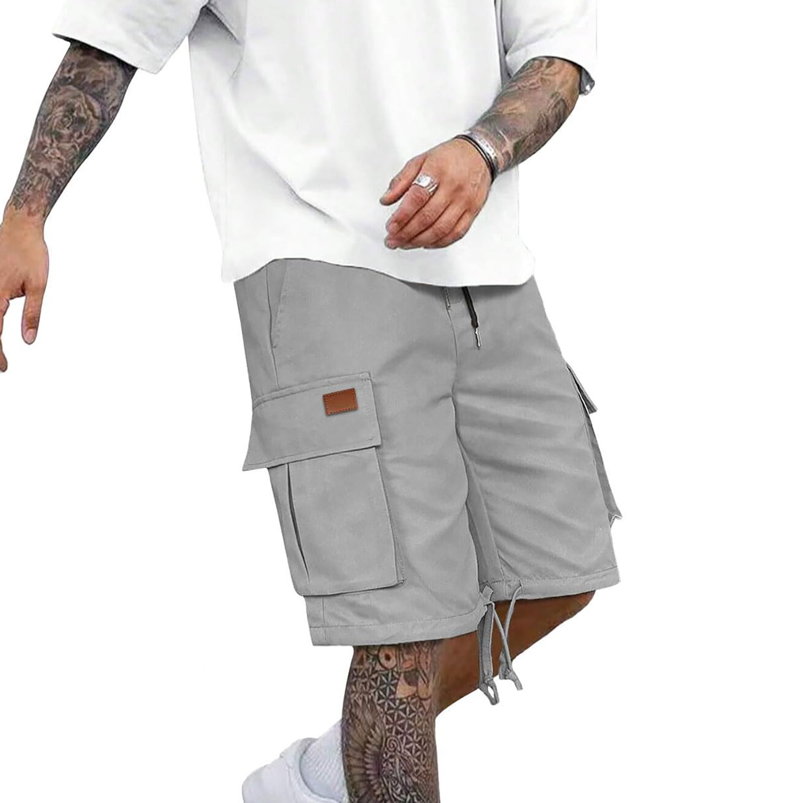 CYiJun George Men's Summer Cargo Shorts,Casual Drawstring Beach Shorts ...