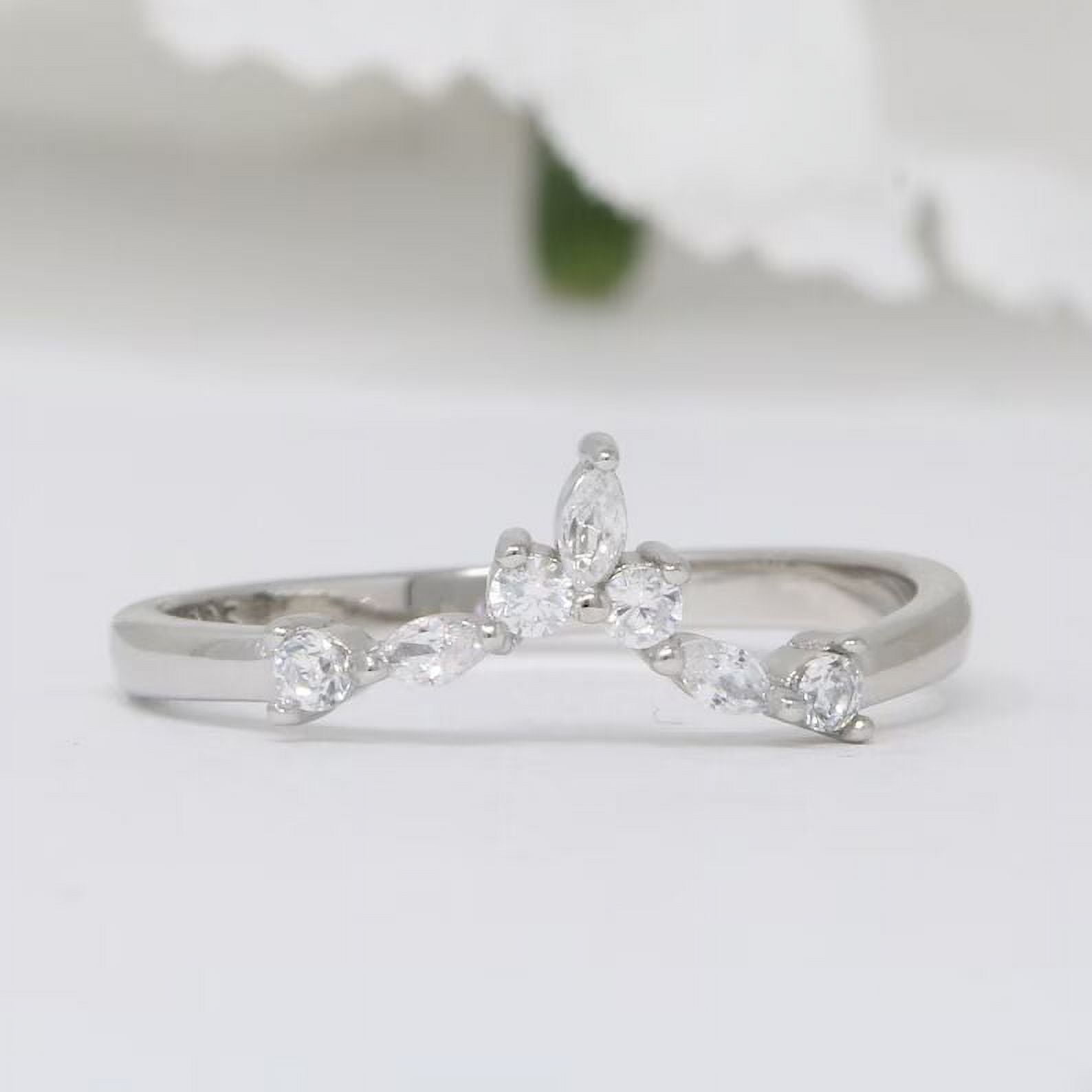 CZ 925 Sterling Silver Round and Marquise Ring Engagement Moissanite Diamond Ring Birthday Gift ...