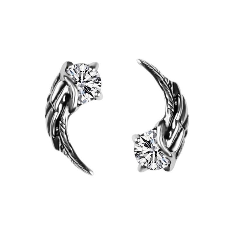 CZ Angel Wings Stud Earrings for Men Women,Streetwear Punk Hip Hop ...
