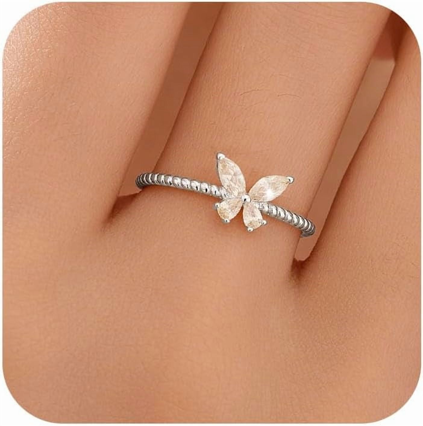 CZ Butterfly Ring for Women 925 Sterling Silver Cool Cute Simple ...