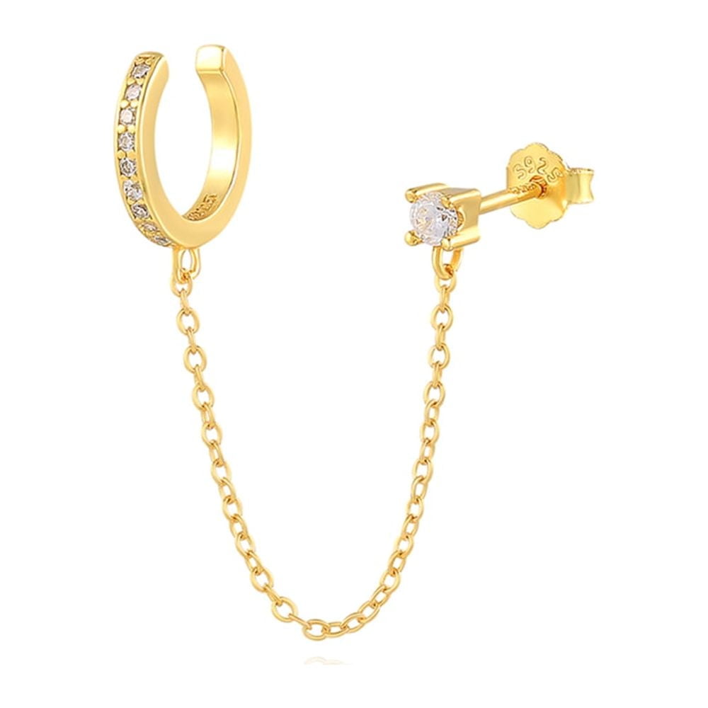 CZ Climber Crawler Stud Earrings Sterling Silver Gold Plated Wrap Cuffs ...