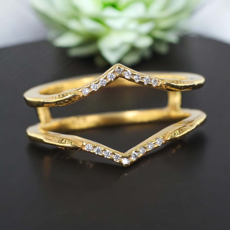CZ Diamond Enhancer Band Colorless Gemstone Proposal Band 14K Yellow ...