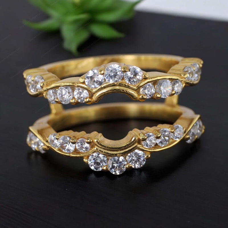CZ Diamond Enhancer Wedding Band Engagement Women Jewelry Half Eternity ...