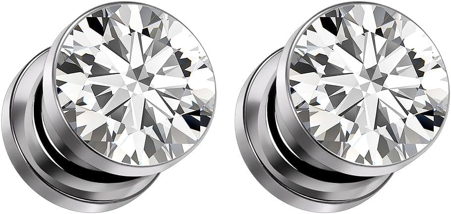 CZ Ear Gauges Screw Fit Flesh Tunnels Plugs Gauges Earring Expander ...