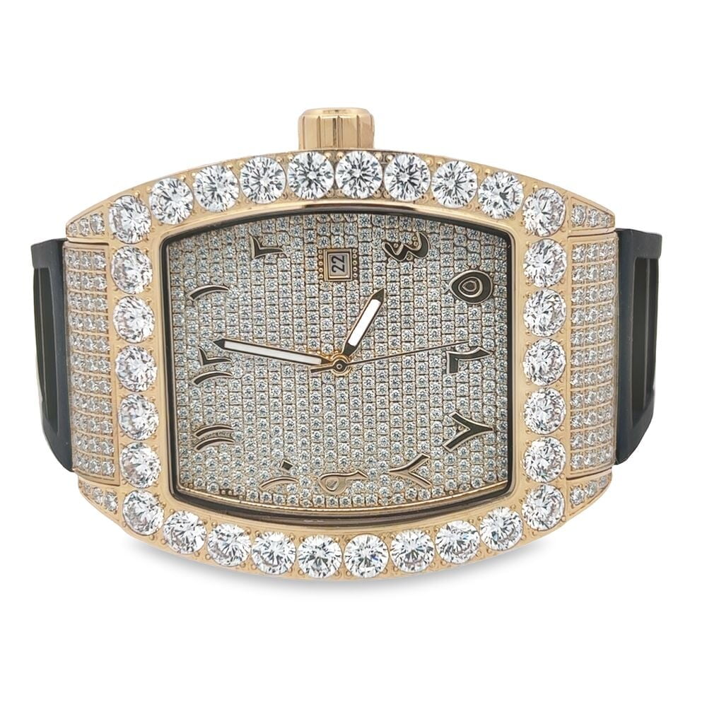 CZ Emperor Rubber Strap Iced Out Watch - Walmart.com