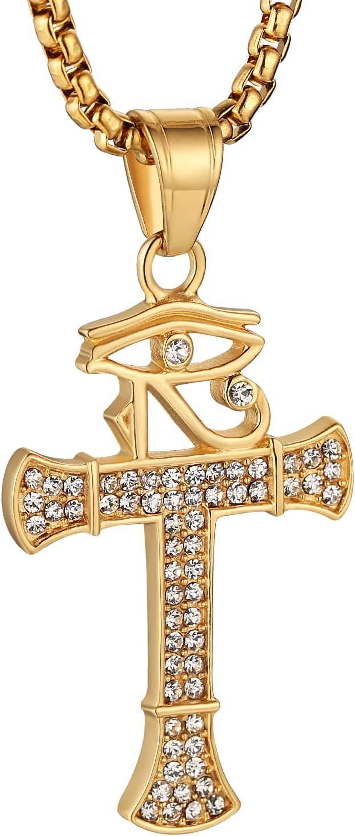 CZ Eye of Horus Egypt Protection Pendant Coptic Ankh Cross Religious ...