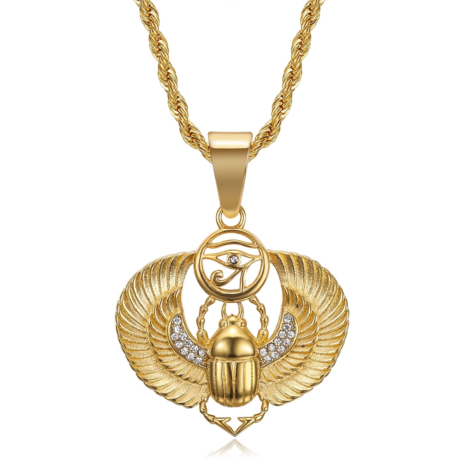 NEGS 18K Gold Plated Eye of Horus and Scarab Egyptian Ankh Cross ...