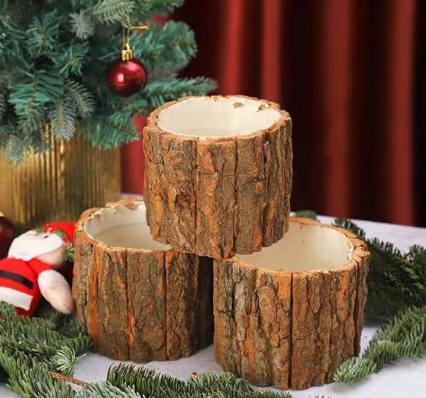 CZ Grain 3 Inch Tree Bark Flower Pots, Christmas Decor (3 Pack ...