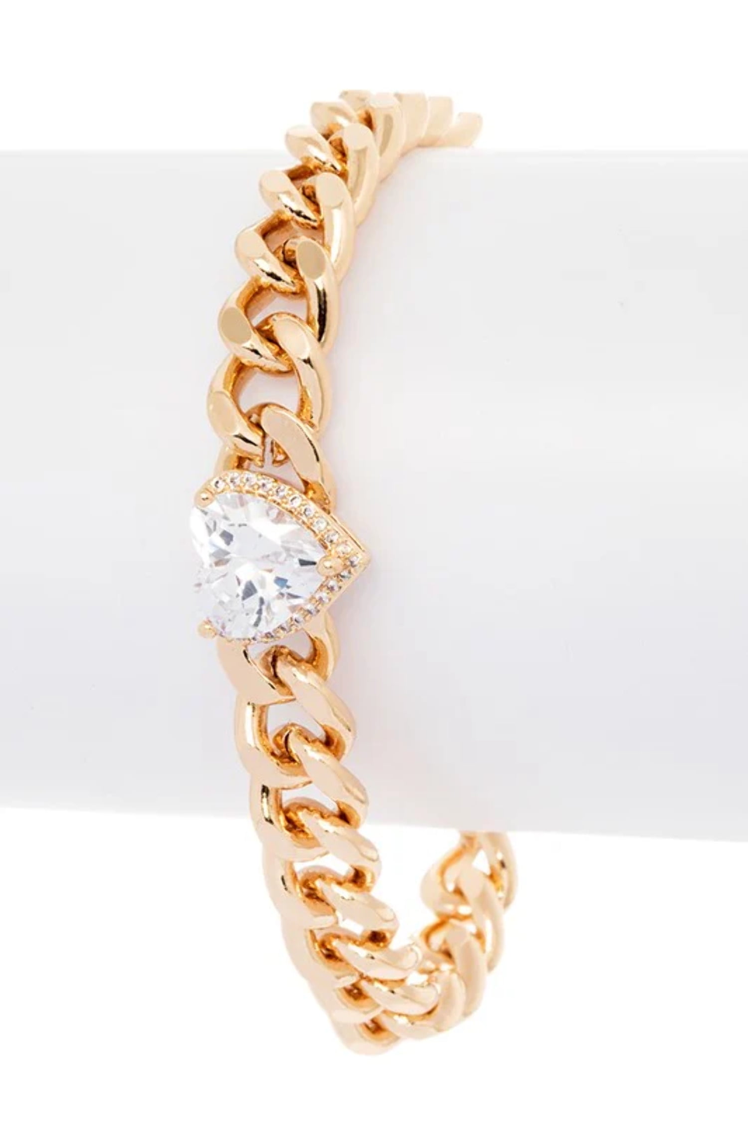 CZ Heart Shape Chain Link Bracelet - Walmart.com