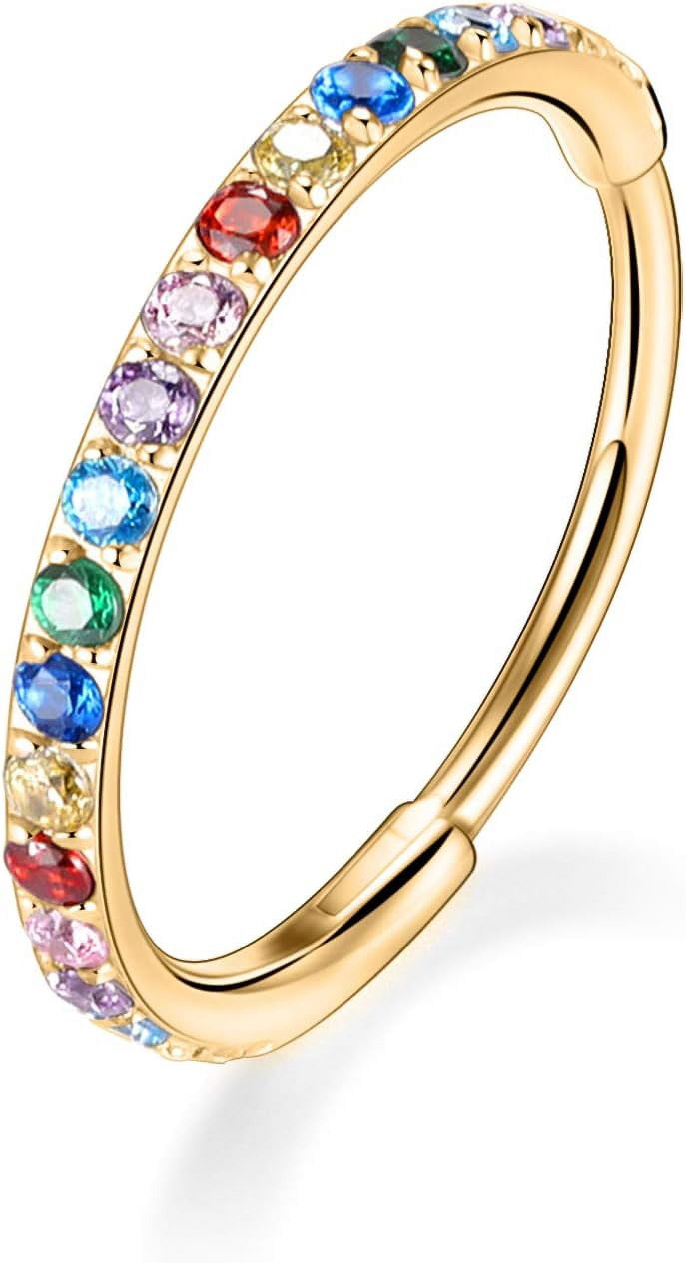 CZ Hinged Pro Hoop Ring 20G 18G 16G 5/6/7/8/9/10/12mm Opal Surgical ...