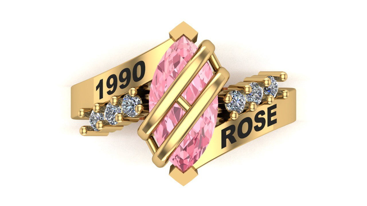 CZ Marquise Gemstone High School Class Ring , Graduation Ring For Her ...