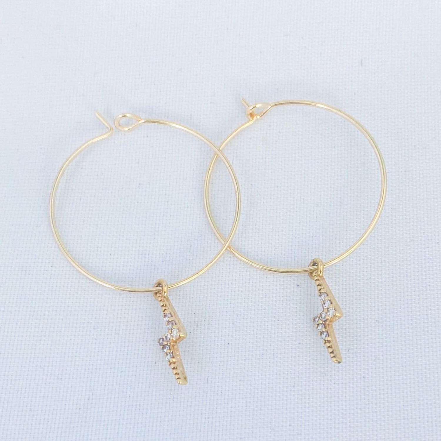 CZ Mini Lightning Bolt Hoops - Walmart.com