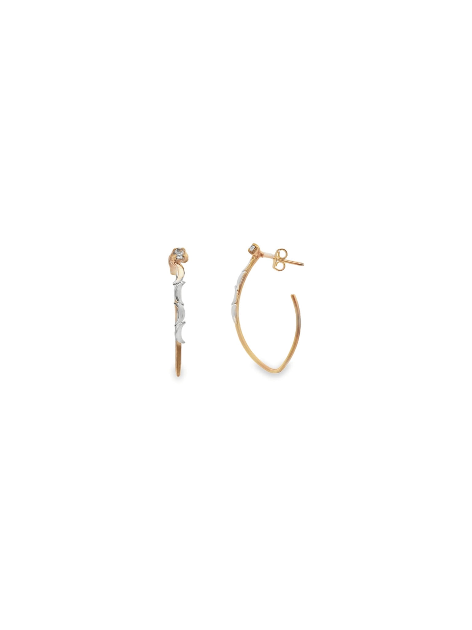 CZ Moon Semblance Sharp Oval Hoops - Walmart.com