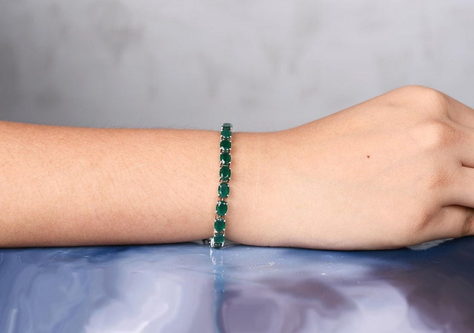 CZ Onyx Bridal Wedding tennis Bracelet Oval Shaped Green Onyx Tennis ...