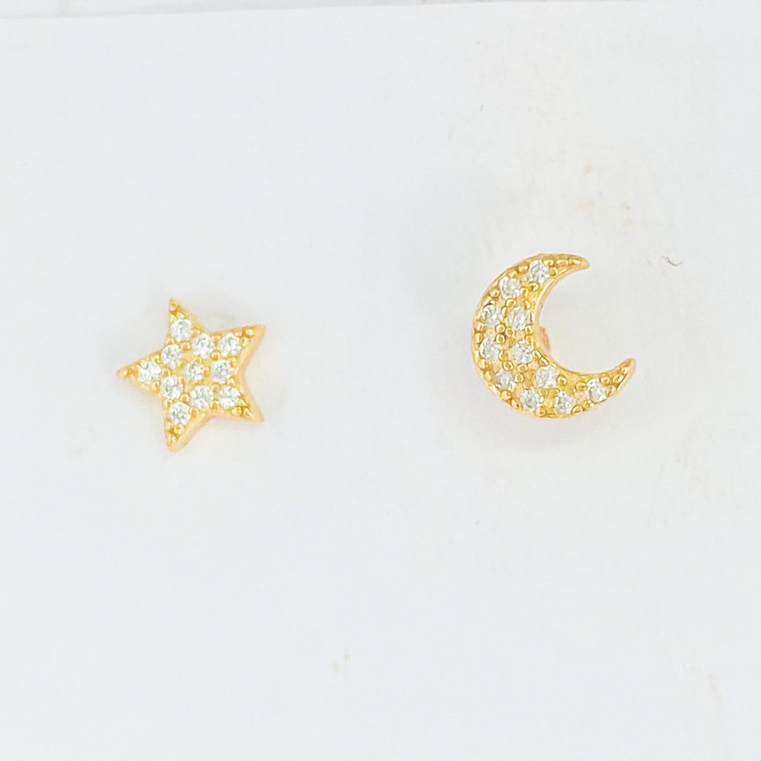 CZ Pave Star Moon Studs - Walmart.com