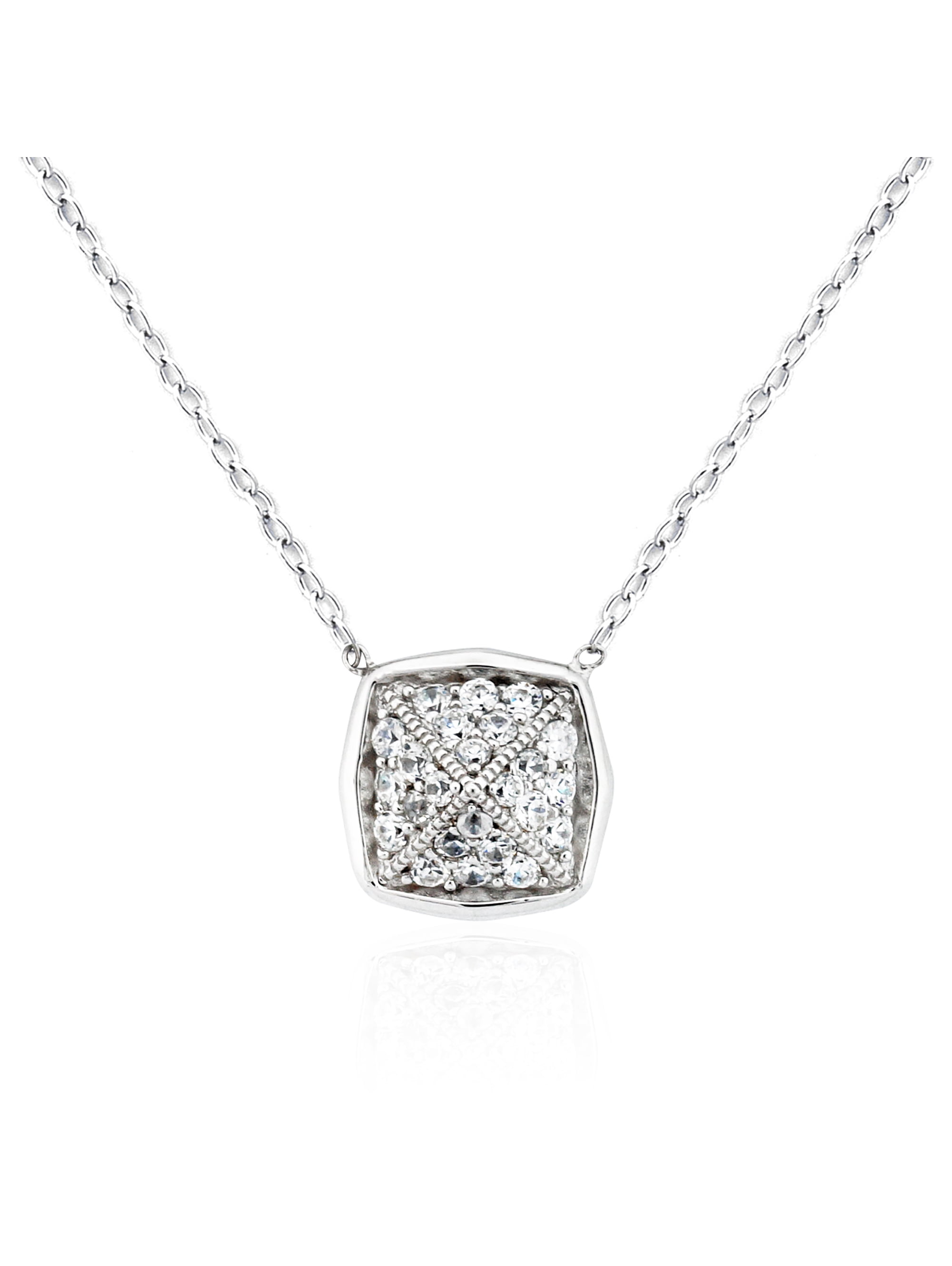 CZ Platinum over Sterling Silver Pyramid Pendant, 18" - Walmart.com