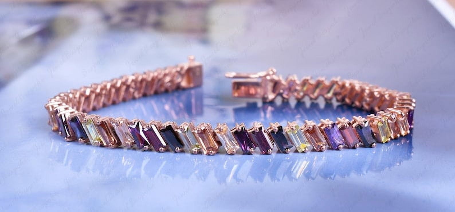 CZ Rainbow Tennis bracelet, Line Chain Bracelet, Bridal Wedding Gifts ...