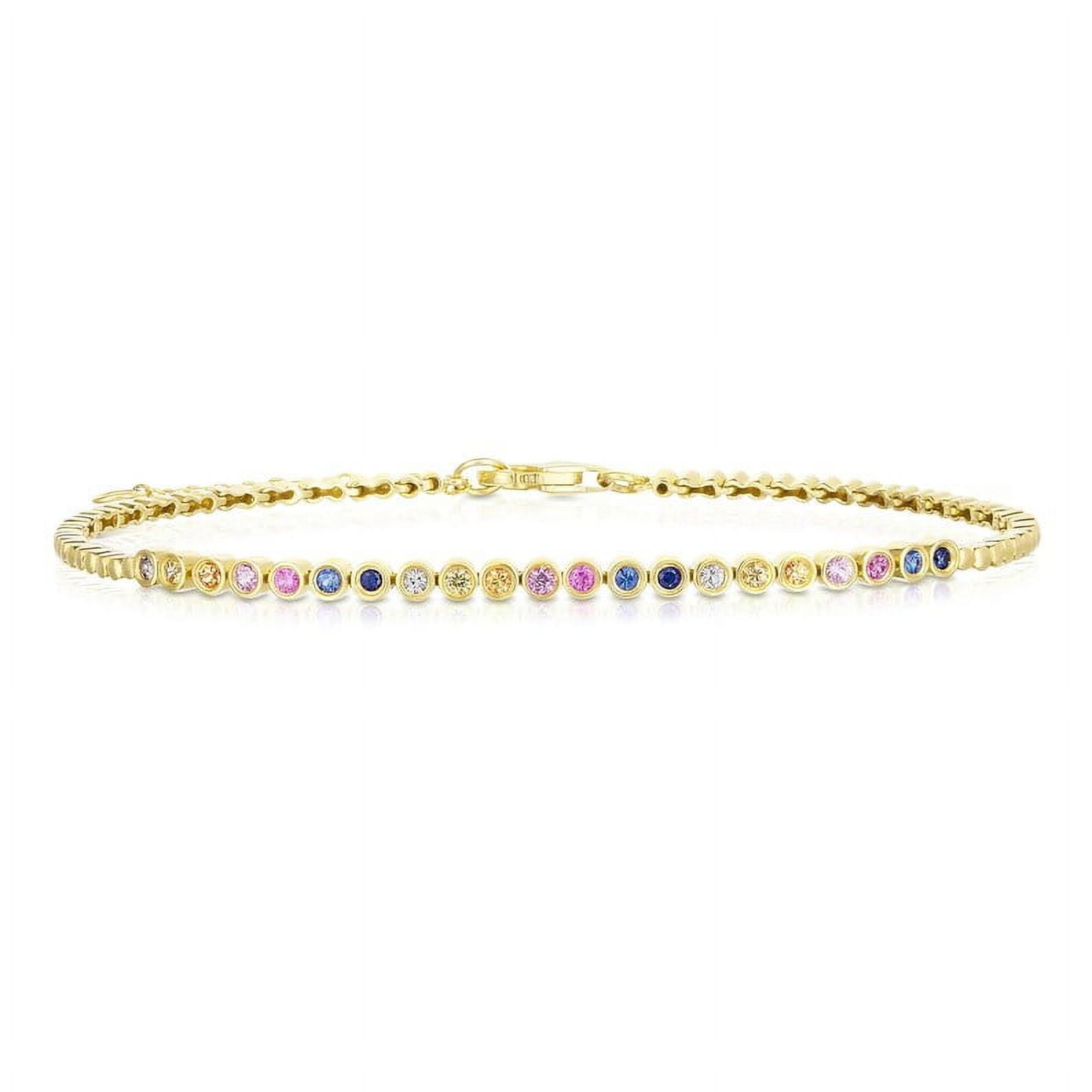CZ Rainbow sapphire tennis bracelet 14K gold plated,rainbow gemstone ...
