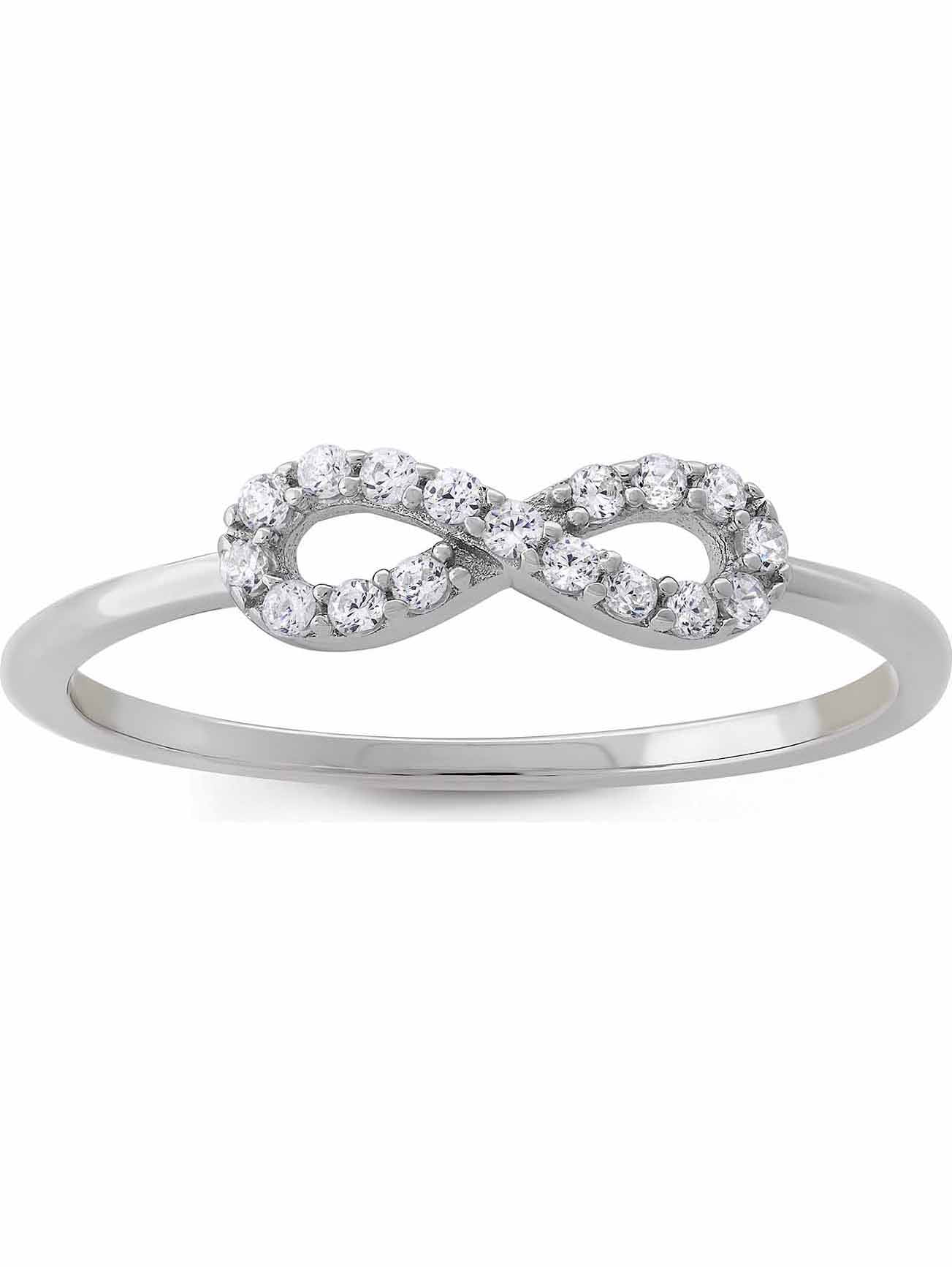 CZ Rhodium over Sterling Silver Infinity Stack Ring - Walmart.com