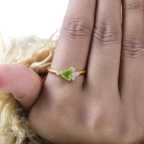 CZ Ring, Natural Peridot Tiny Ring, Peridot Gemstone Ring, August ...
