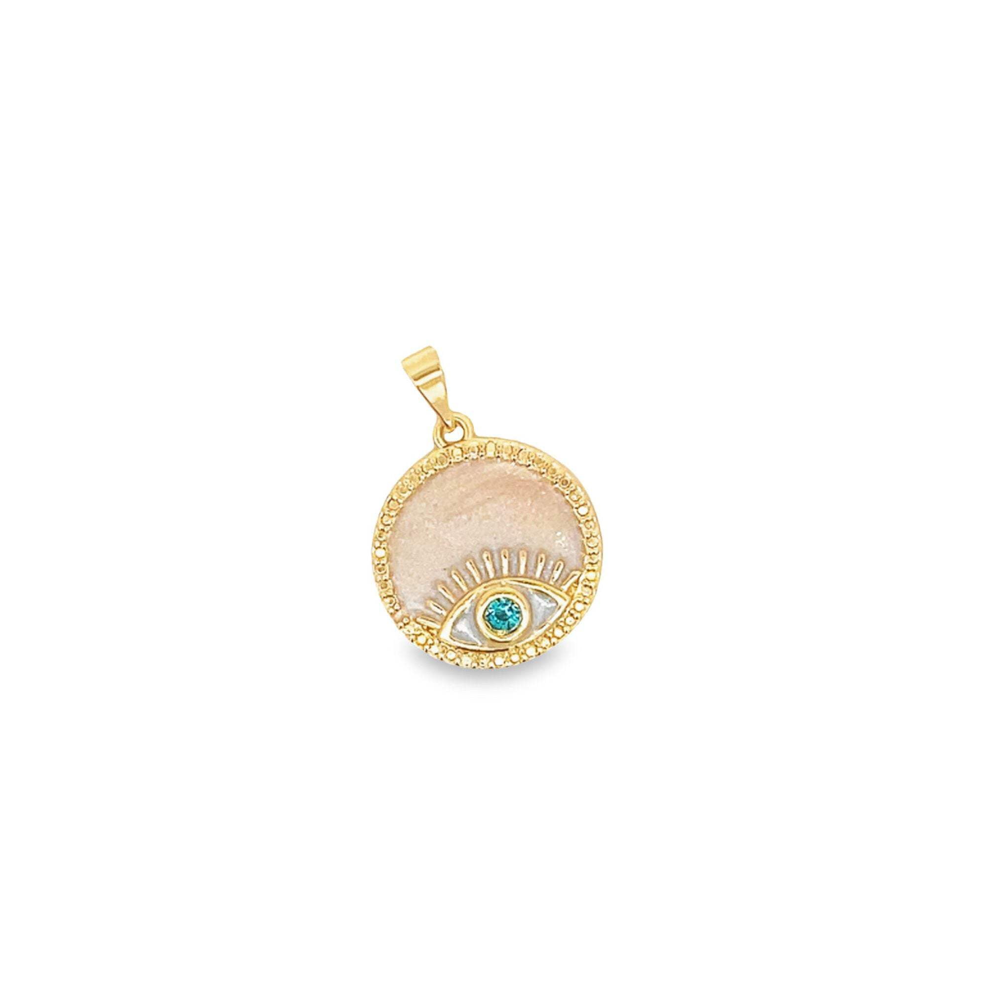 CZ Round Good Luck Evil Eye Protection Enamel Charm Pendant - Walmart.com