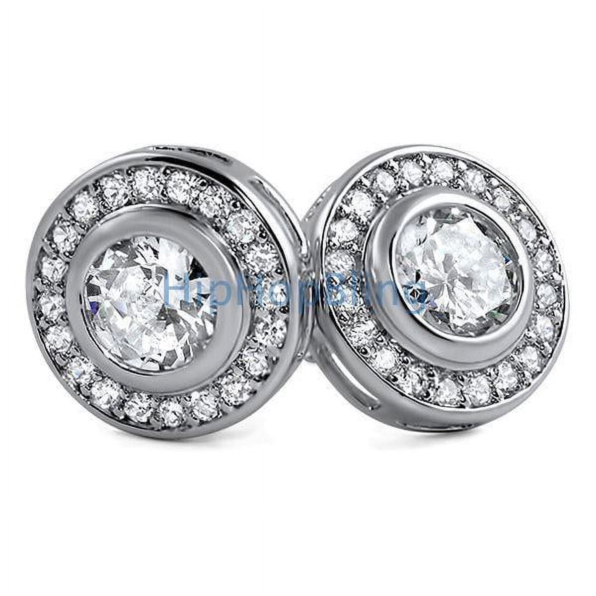 CZ Solitaire Circle Bling Earrings - Walmart.com