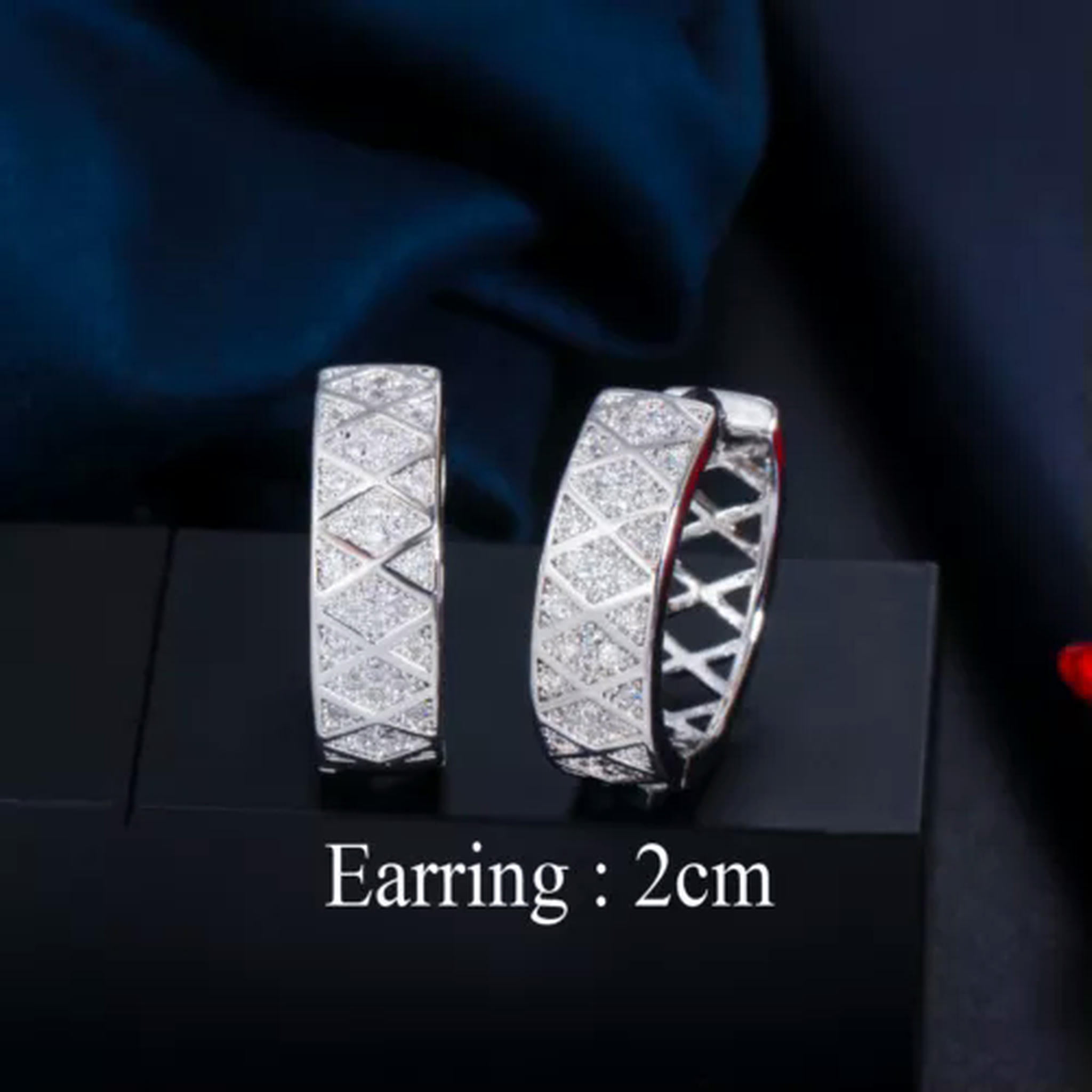 CZ Square Round Huggie Hoop Earrings for Women Wedding 585 Gold Plated ...