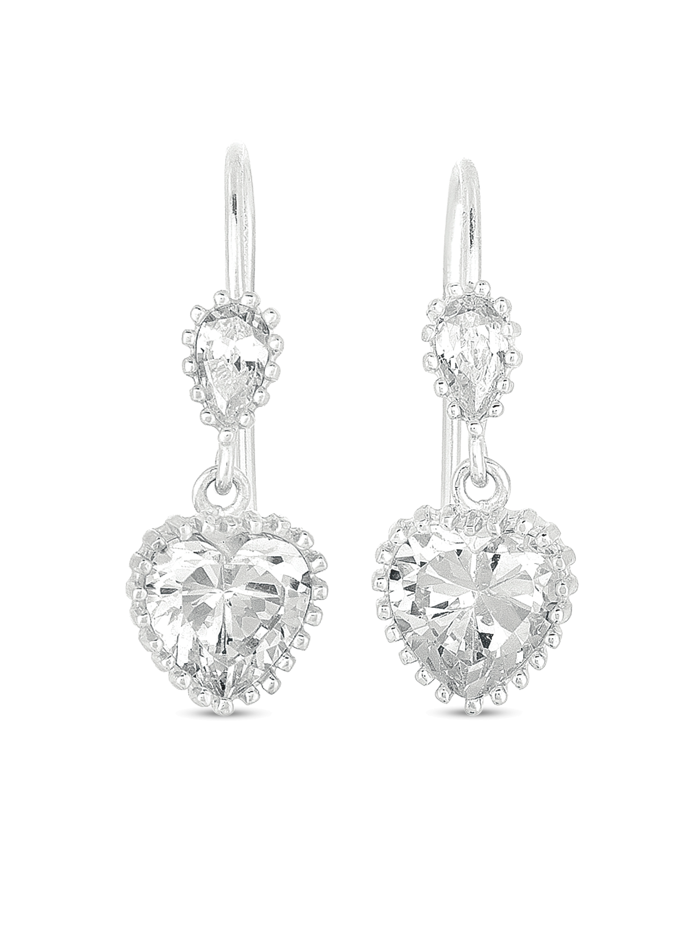 CZ Sterling Silver Drop Earrings - Walmart.com