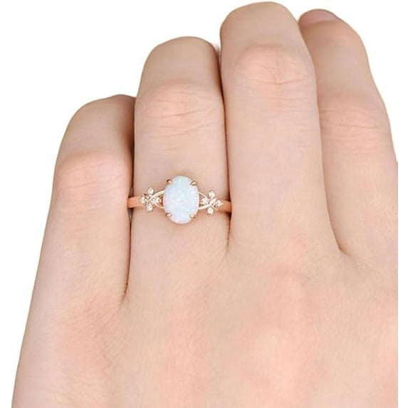 CZ Tiny Ring, Natural Opal Ring, Fire Opal Gemstone Ring, October ...