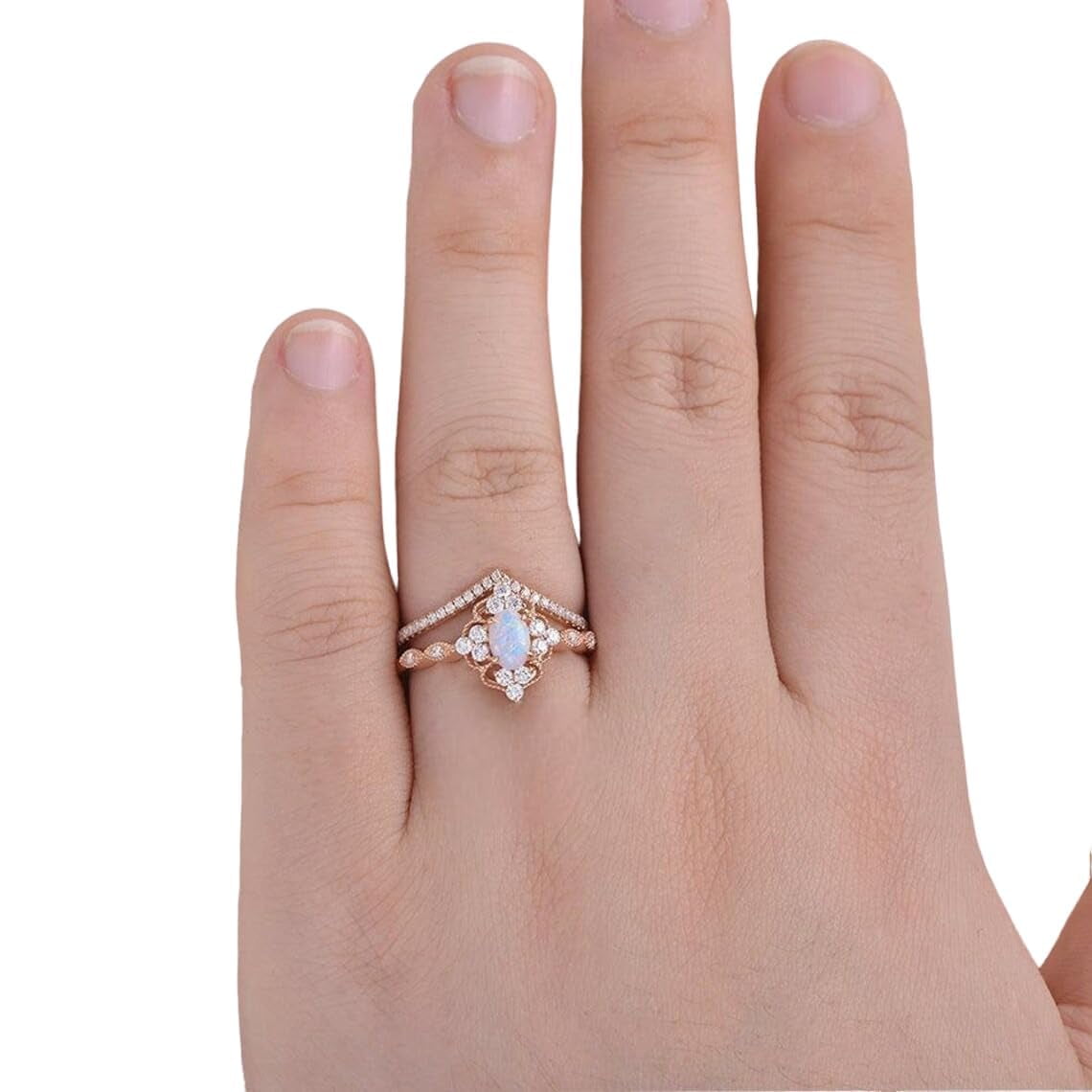 CZ Tiny Ring, Natural Opal Stackable Ring, Fire Opal Gemstone Ring ...